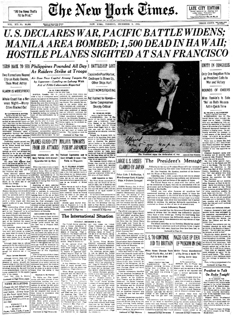 1941 – Roosevelt Declares War on Japan – History Bytez